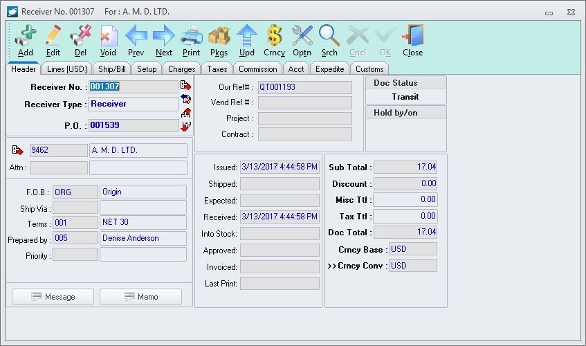 Create Purchase Receiver
