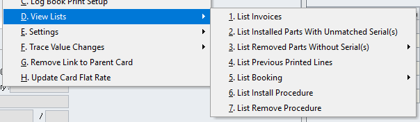 MNT Card Options Menu